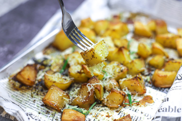 Roasted Garlic Parmesan Potatoes - Maya Kitchenette
